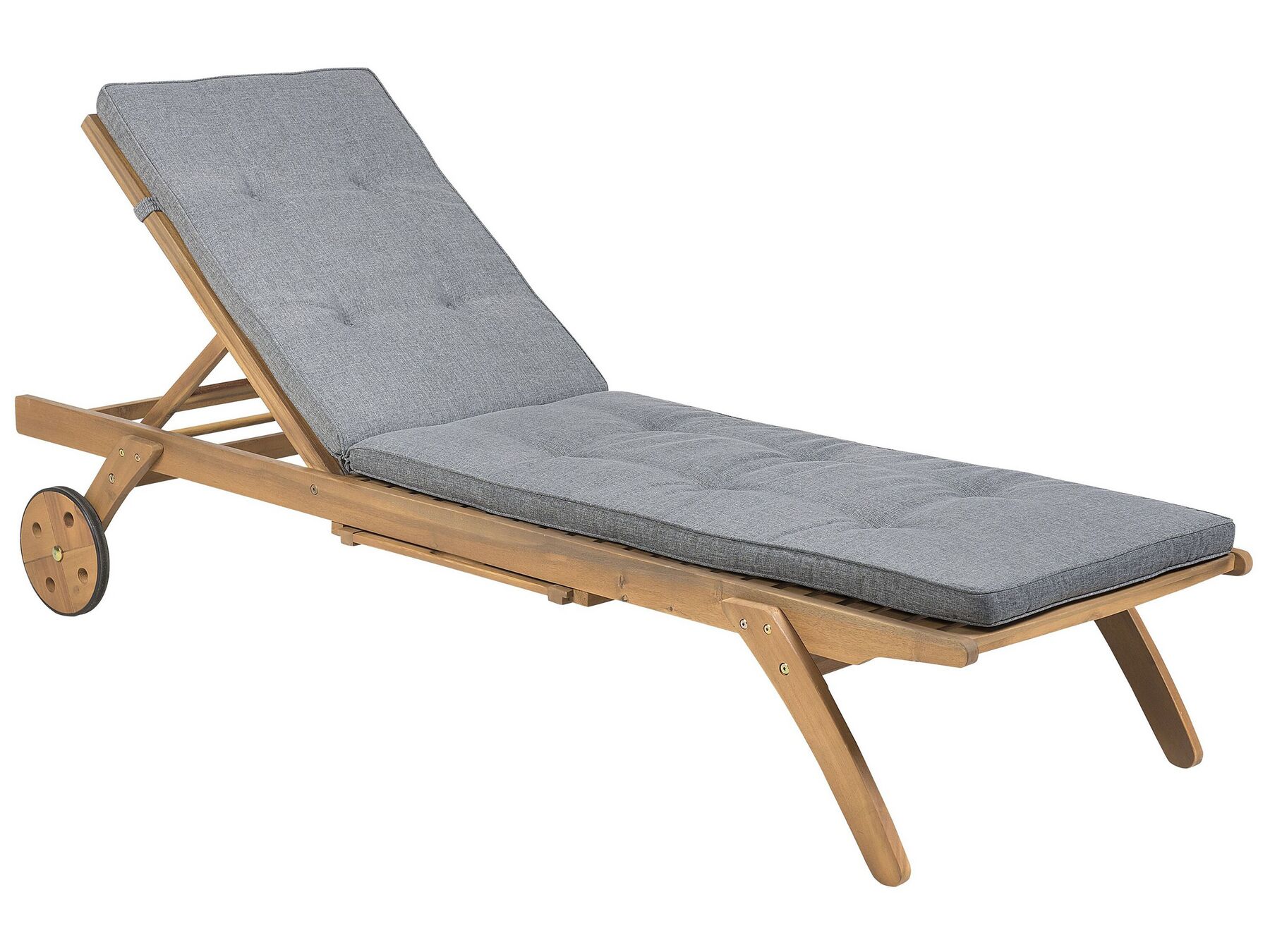 Wooden Reclining Sun Lounger with Cushion Grey Quinebaug – SOOXOS, Unit ...