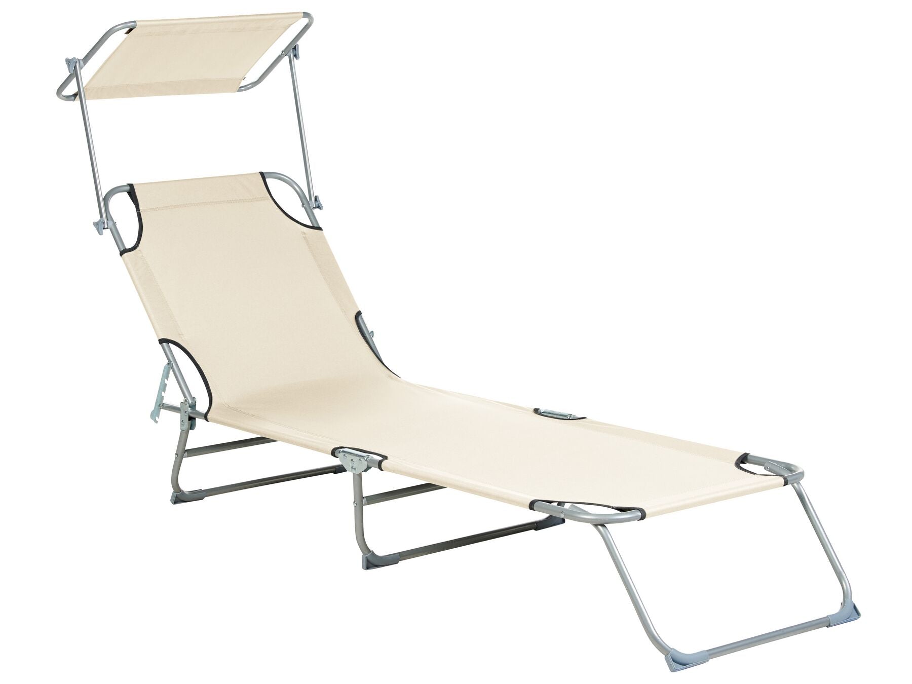 Steel Reclining Sun Lounger with Canopy Cream Adamantios – SOOXOS, Unit ...