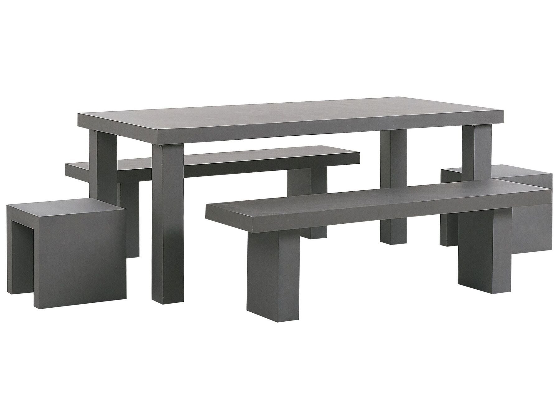 Taranto Garden Dining Set with Benches and Stools 6 Seater Concrete Gr ...