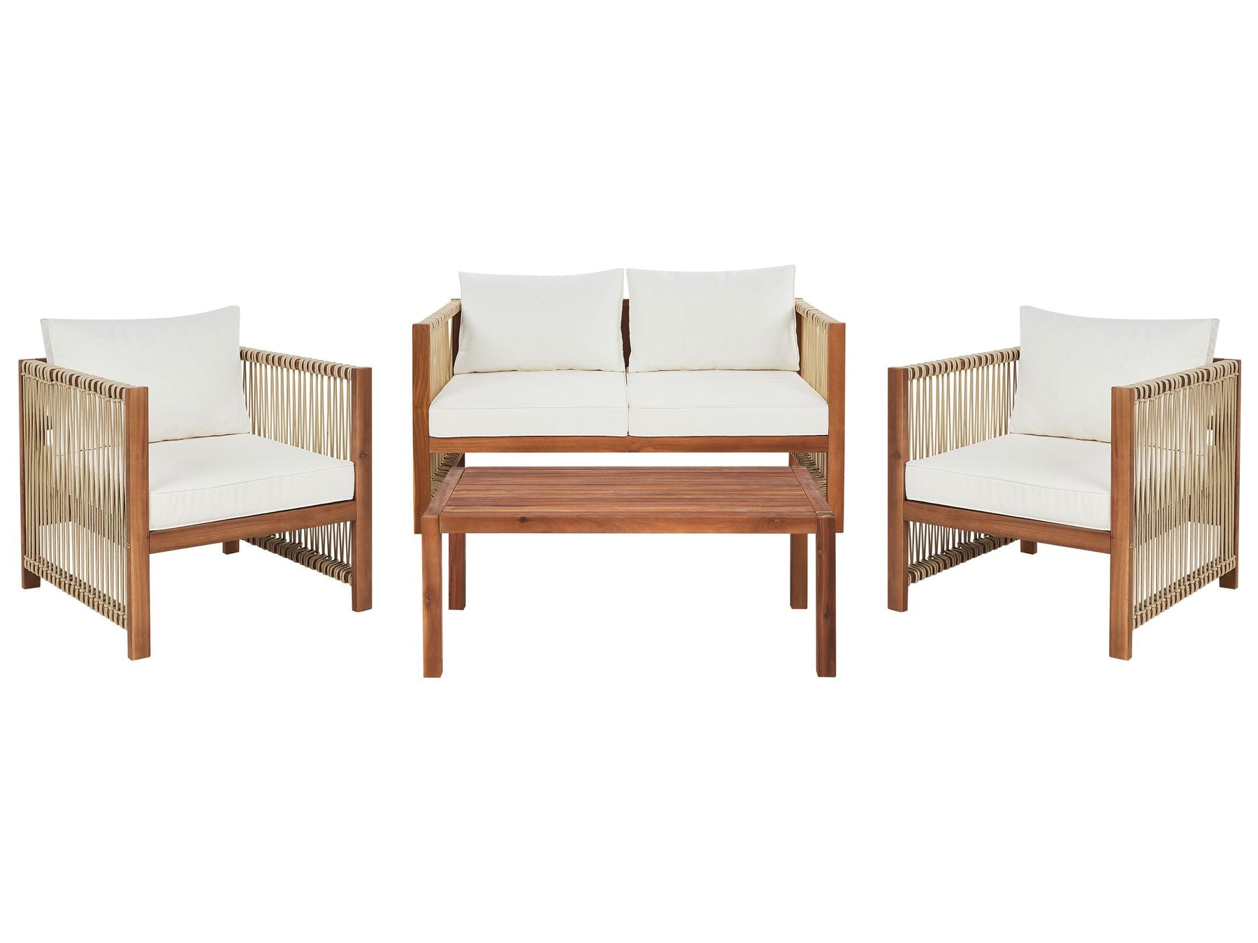 Antria Garden Lounge Set with Table 4 Seater Acacia Wood Beige – SOOXOS ...