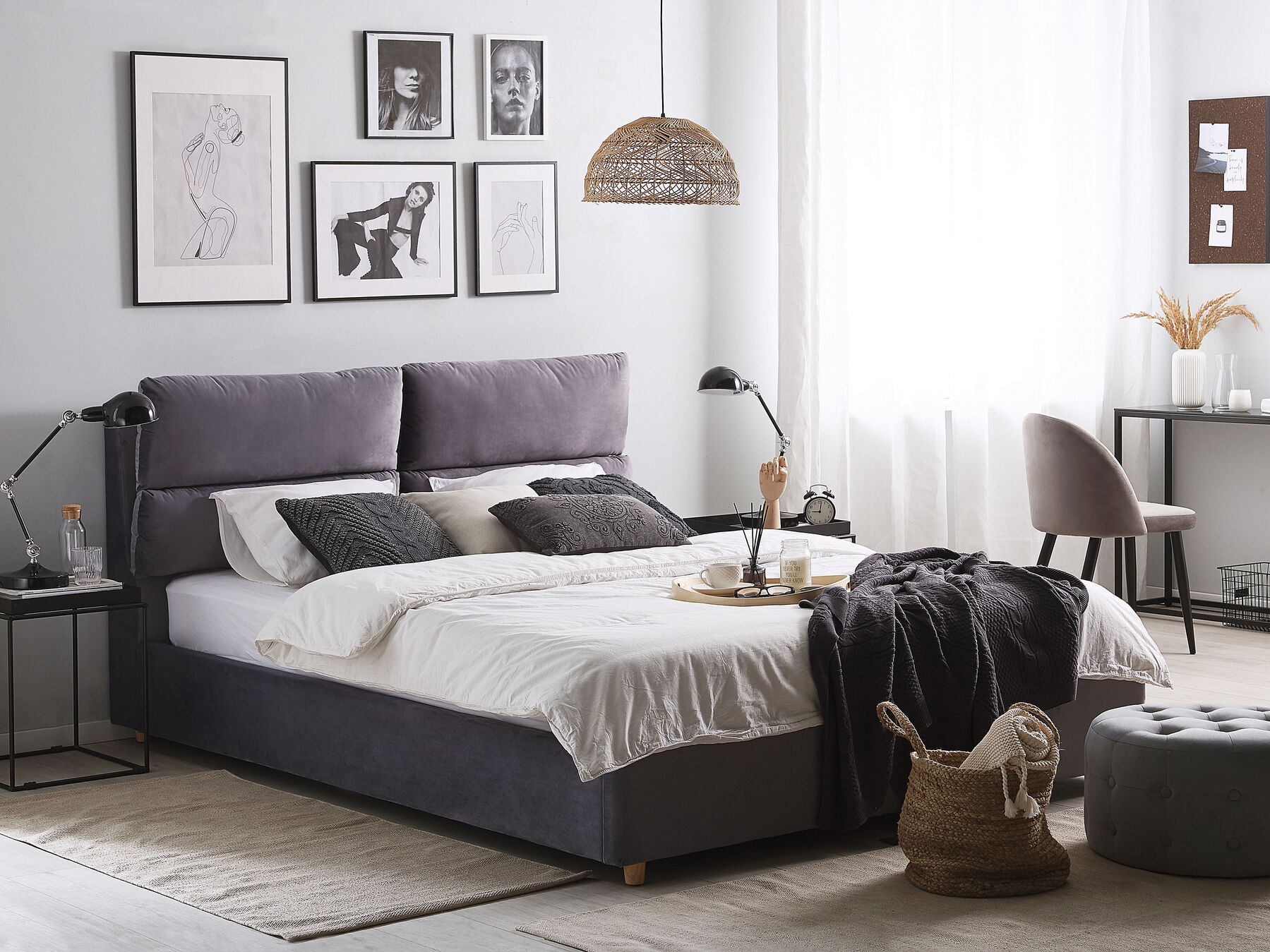 Batilly Velvet EU Super King Size Ottoman Bed Grey – SOOXOS